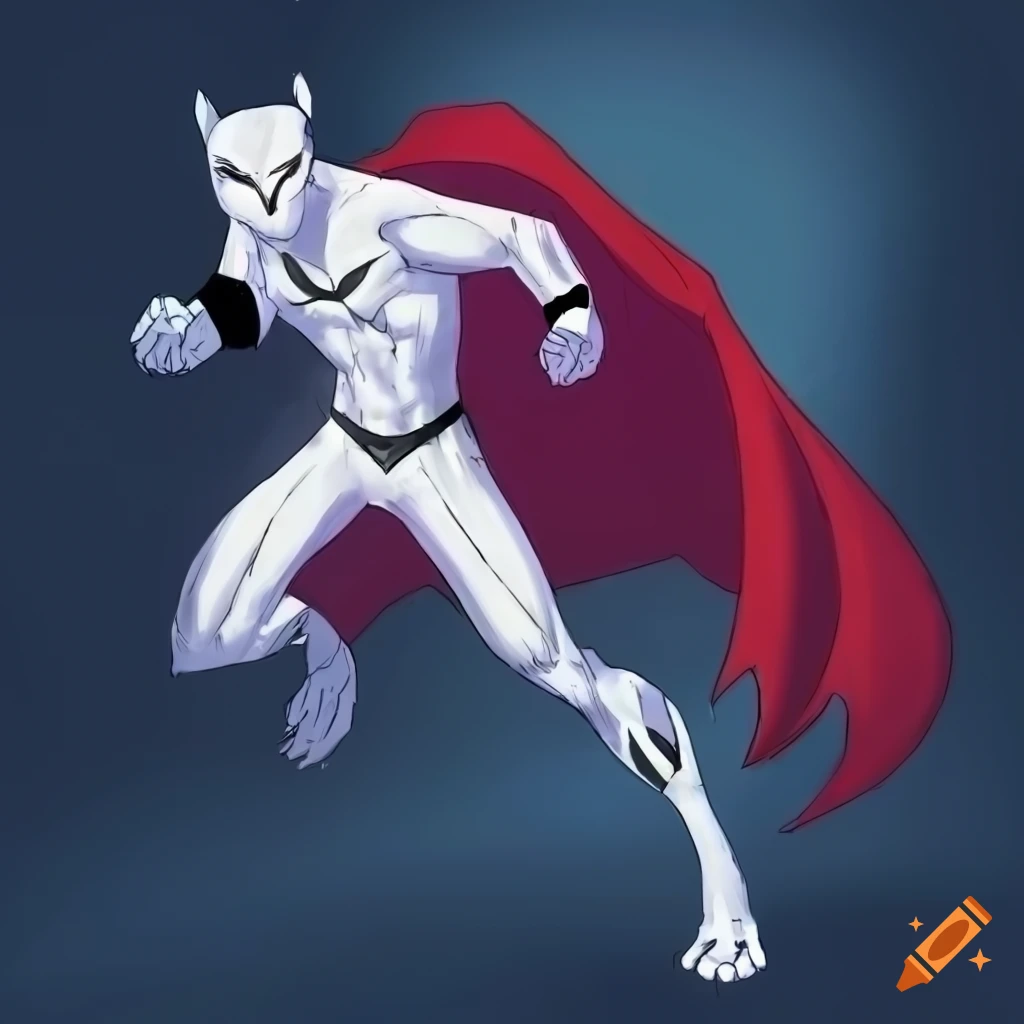Redesigned white panther superhero with winged ears on Craiyon