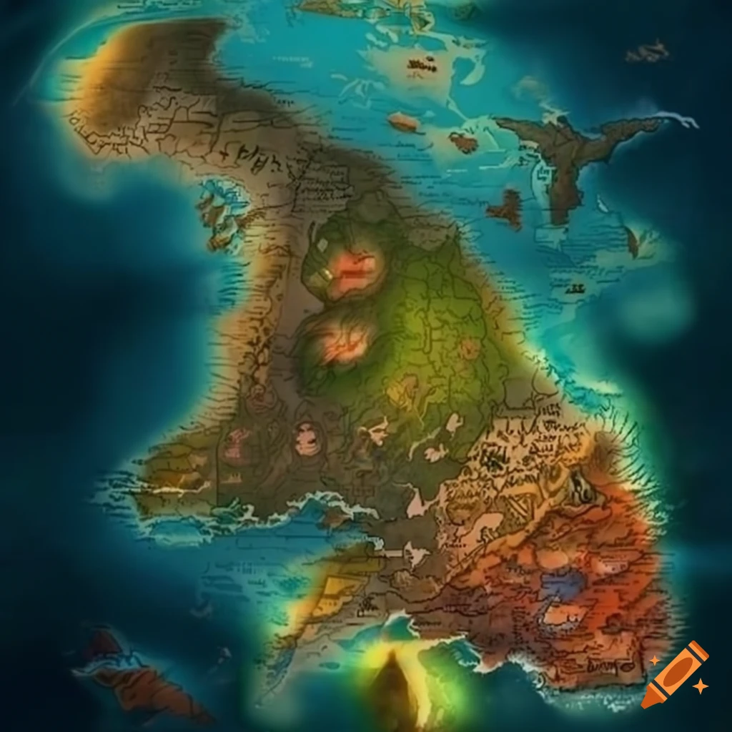 Illustrated map of a mythical country