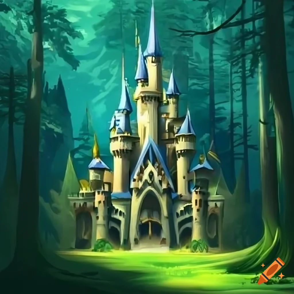 Fantasy castle hidden in a magical forest on Craiyon