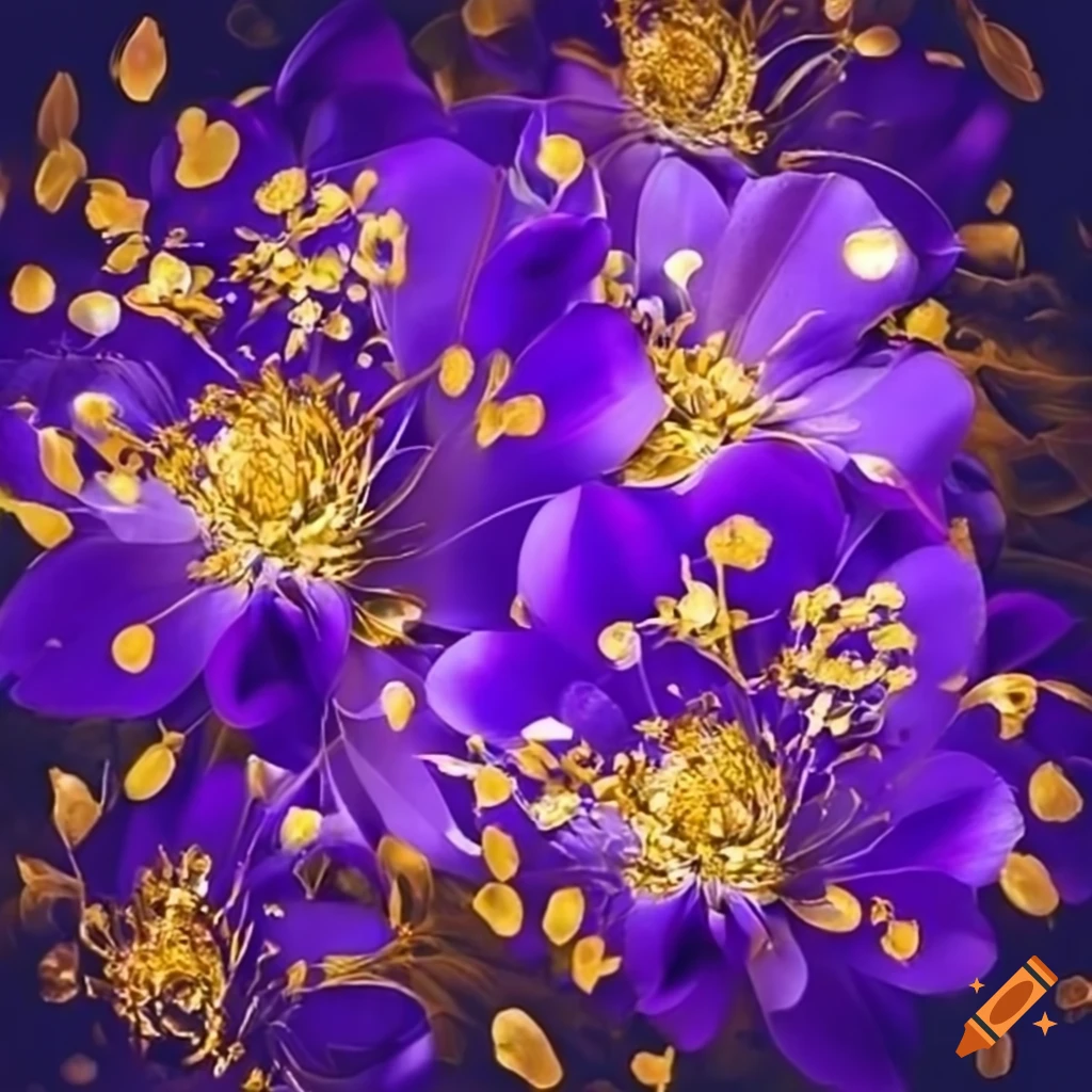 Purple and gold flowers on Craiyon