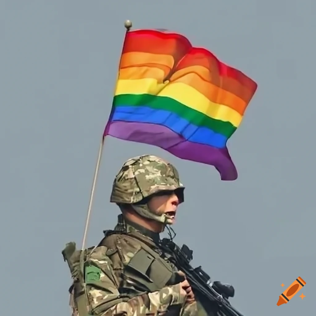 Soldiers raising lgbt flag on Craiyon