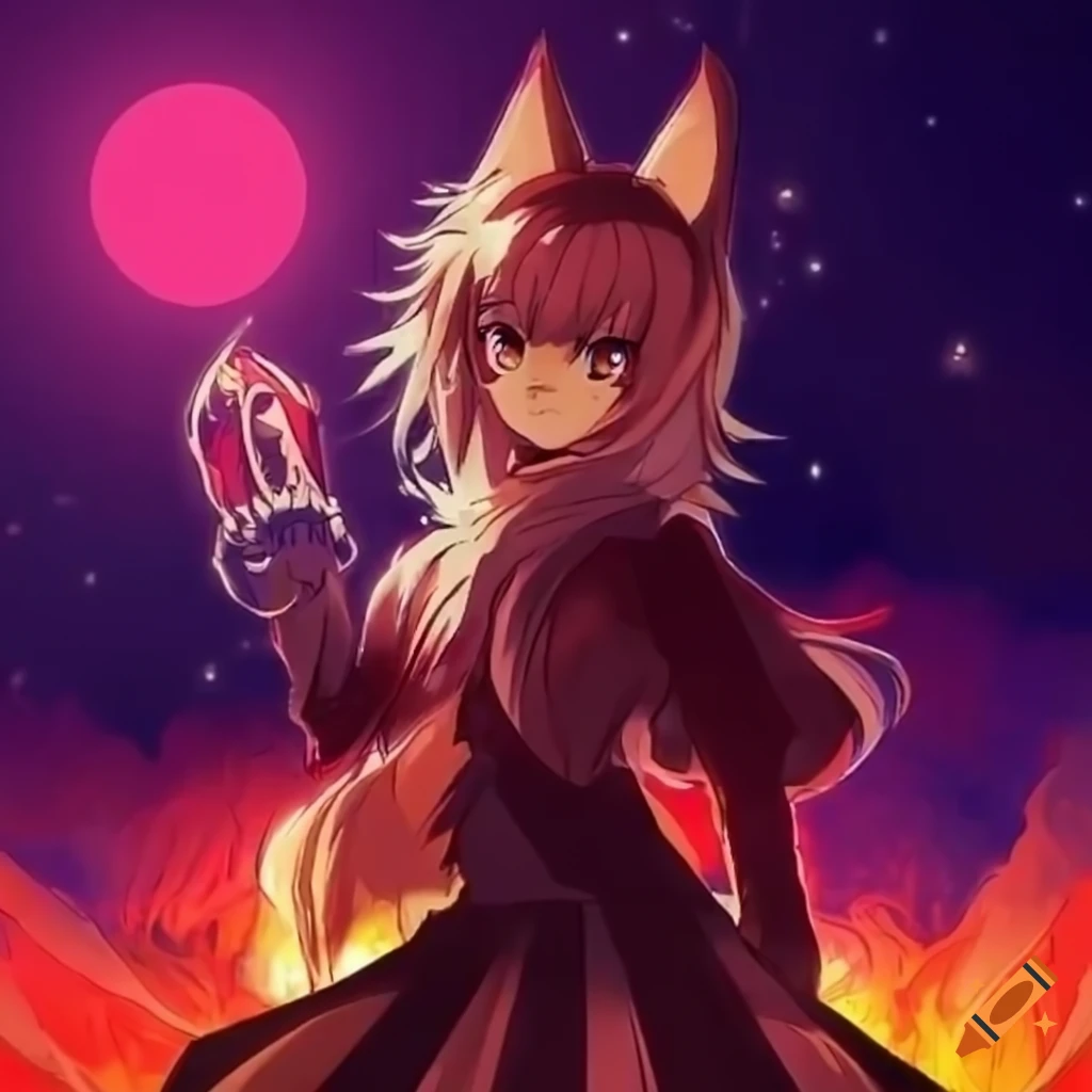 Anime illustration of a menacing wolf on Craiyon