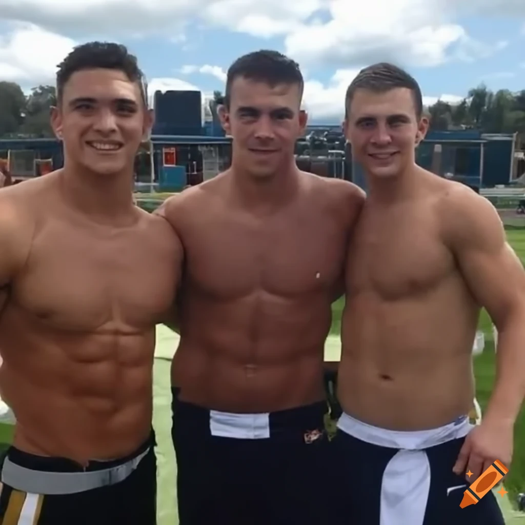 College football quarterback taking a selfie with teammate on Craiyon
