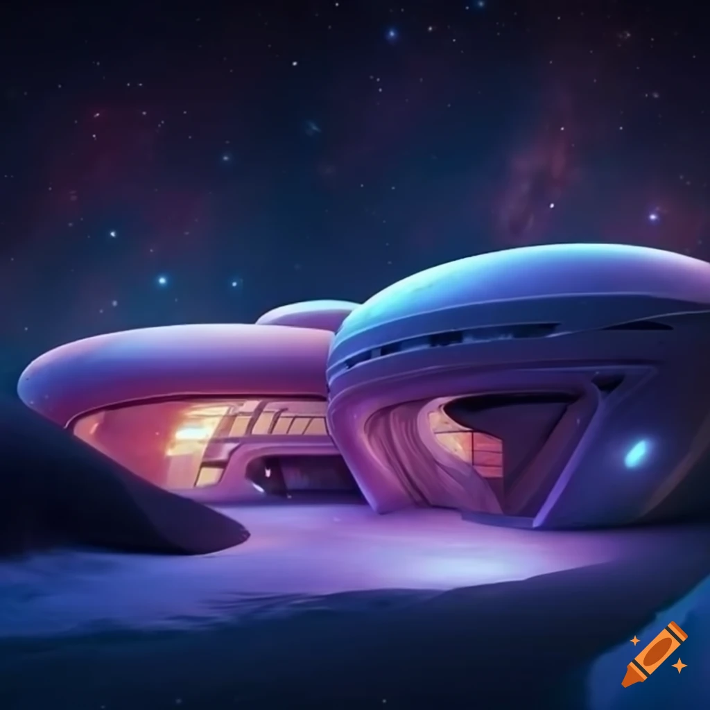Futuristic house in outer space on Craiyon