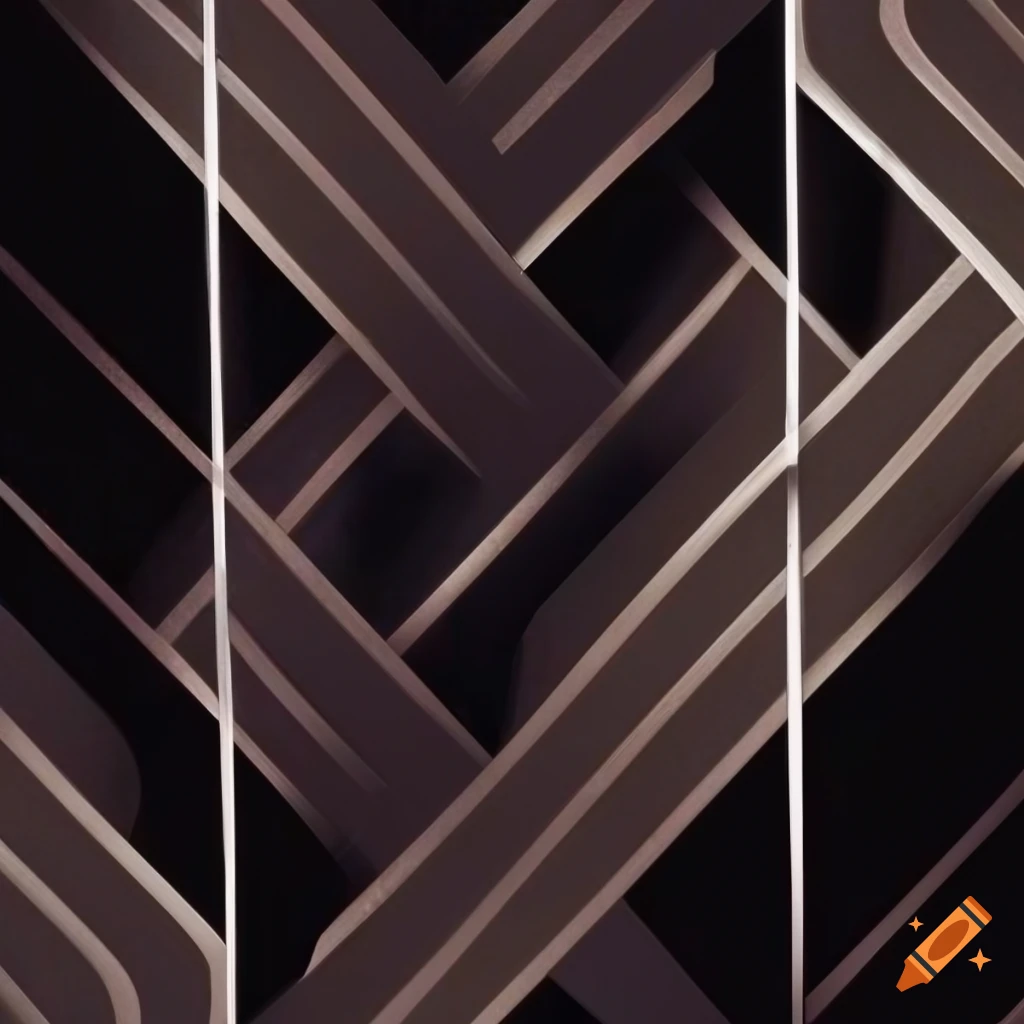 Abstract design of interlocking leaves on dark background on Craiyon