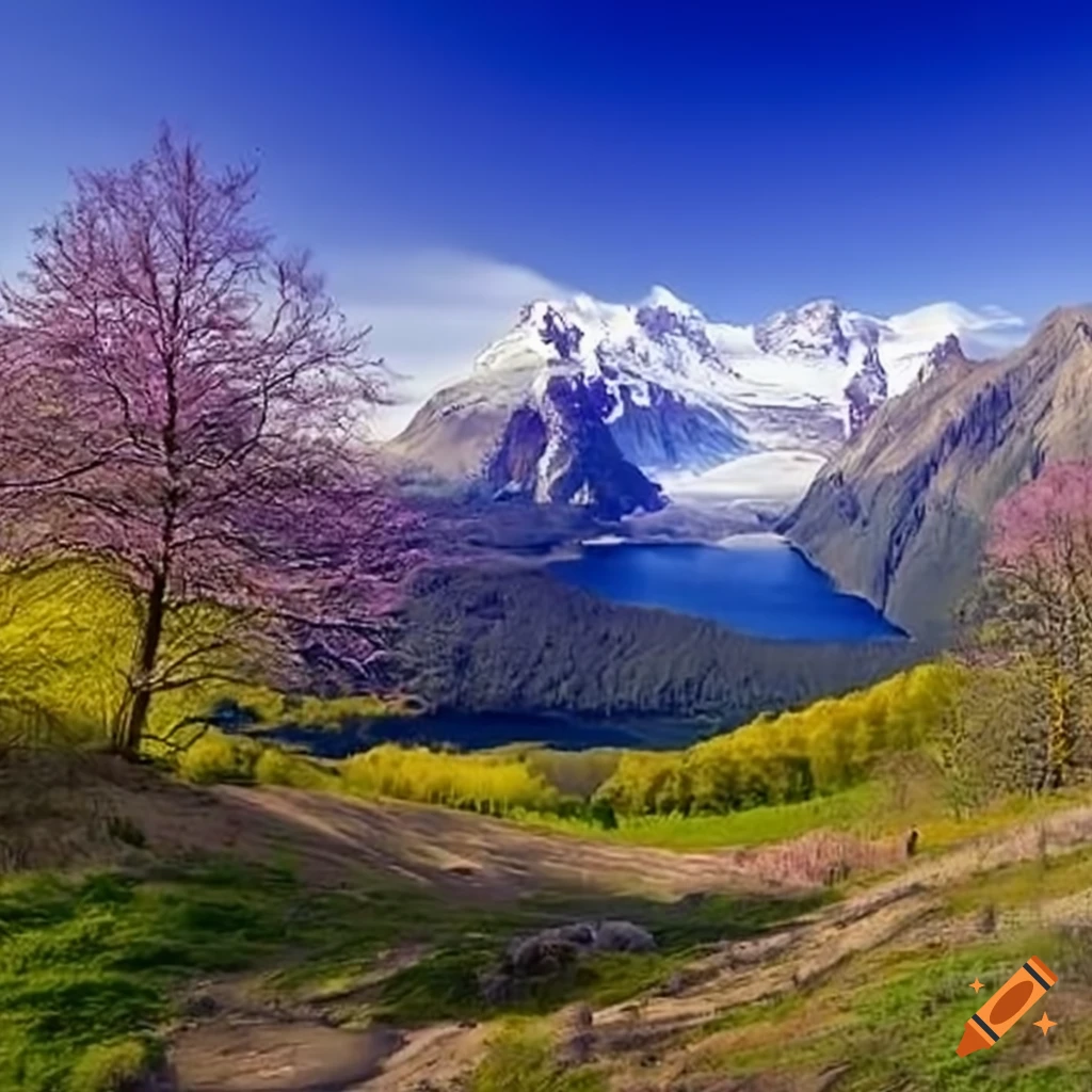 April landscape in the northern hemisphere on Craiyon