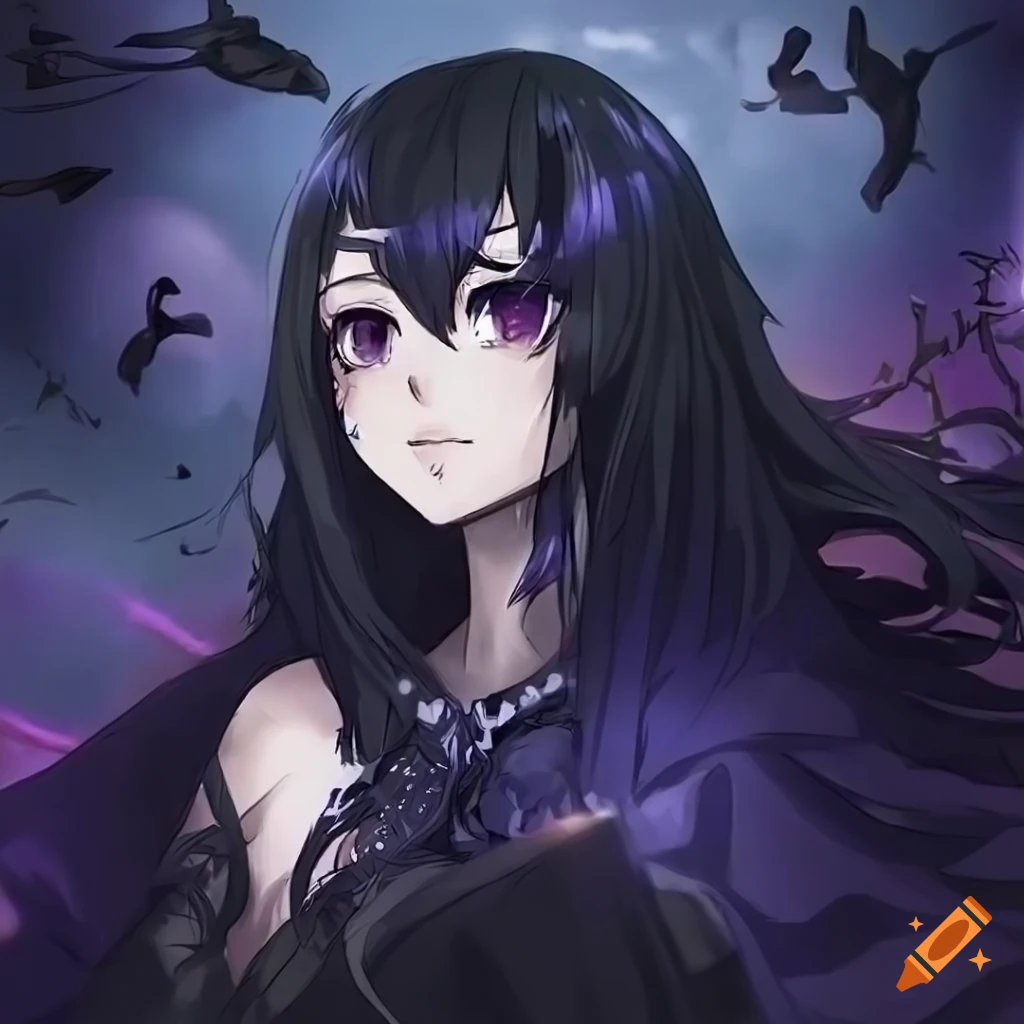 Illustration of a raven in anime style