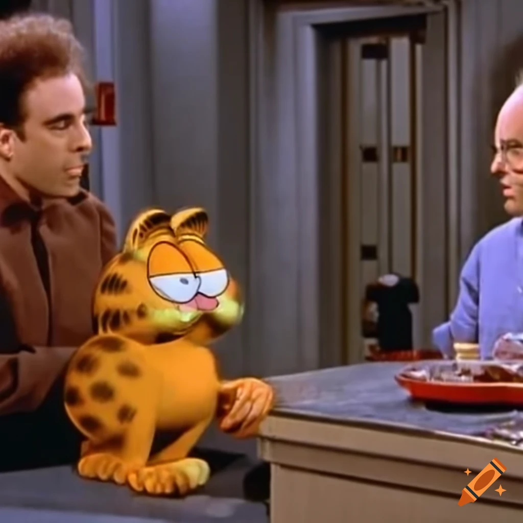 Garfield in an episode of Seinfeld on Craiyon