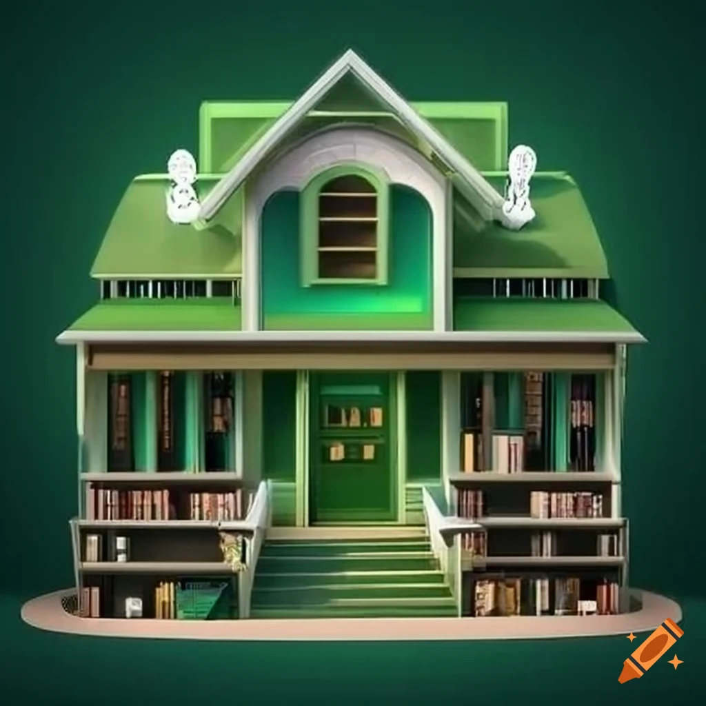 Artistic exterior of a cozy library