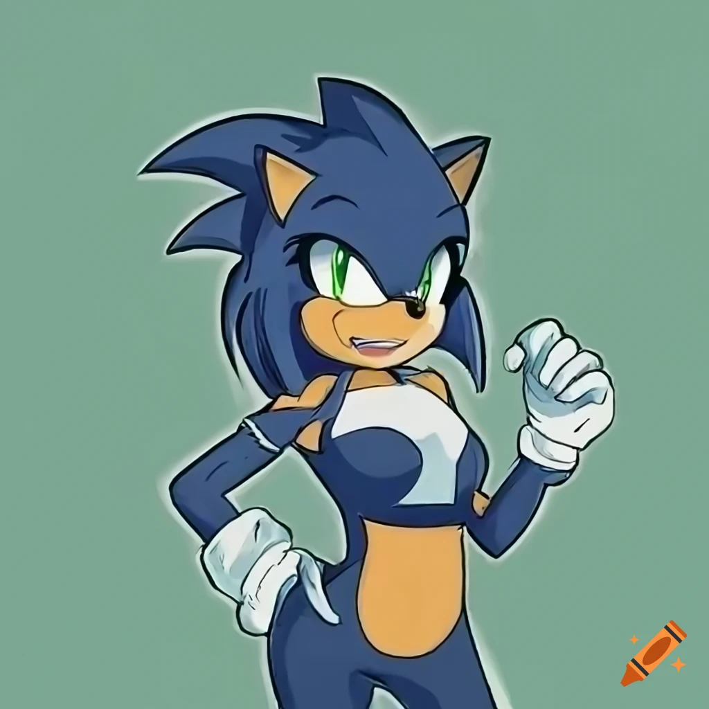 Sketch of a confident and attractive female sonic the hedgehog on Craiyon