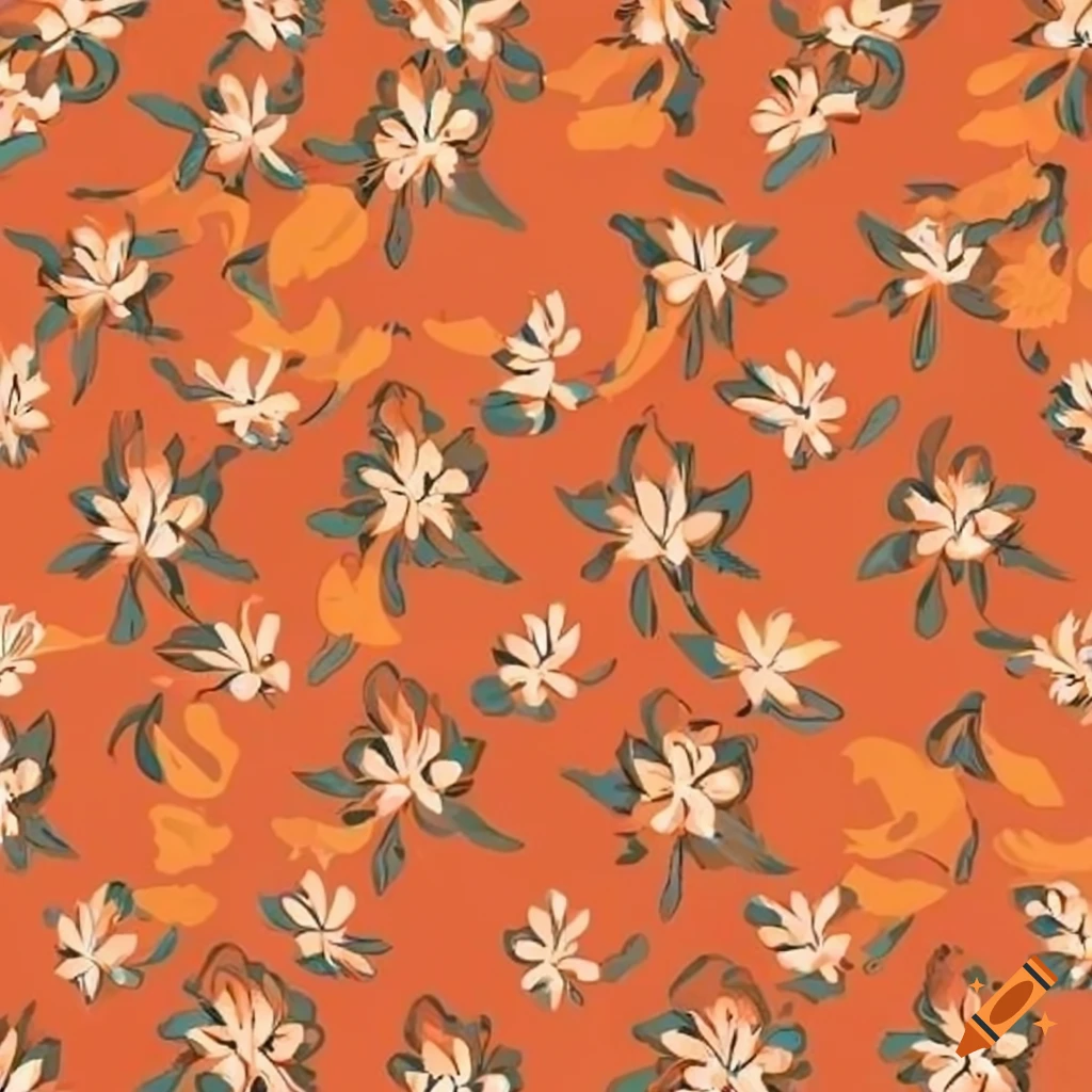 Seamless print of burnt-orange flowers on Craiyon