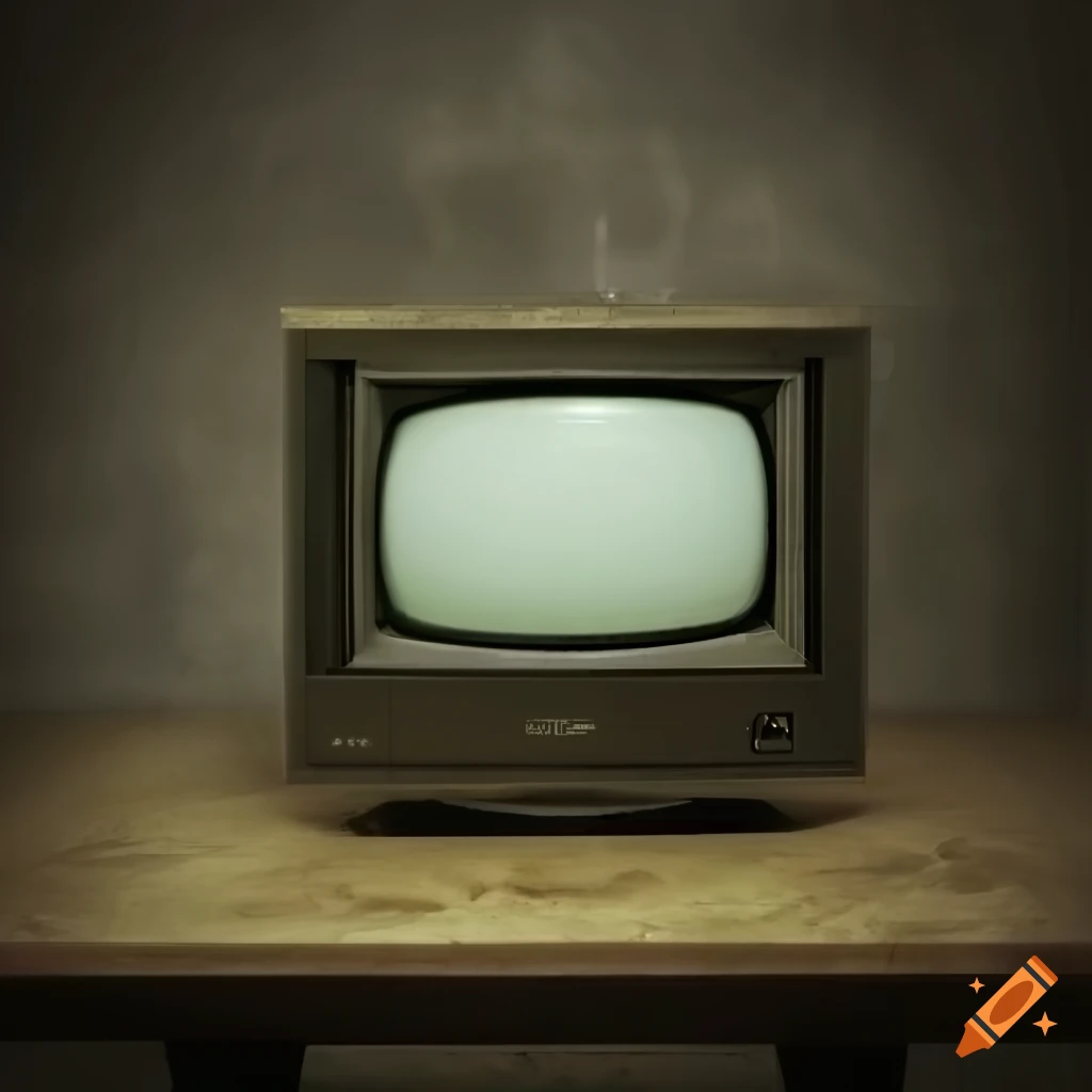 Photo of a dark room with a glowing CRT TV screen on Craiyon