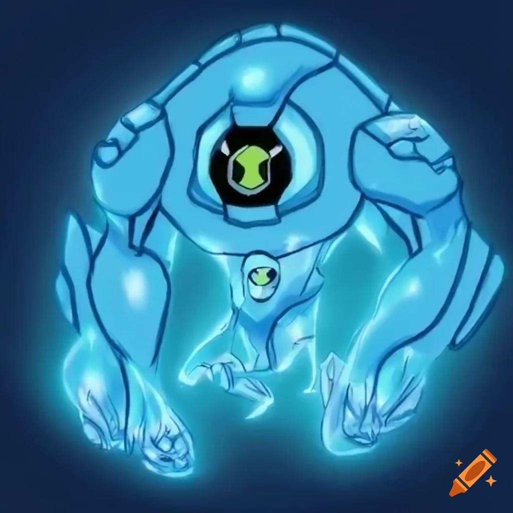 Ben 10 style ice-based alien artwork on Craiyon