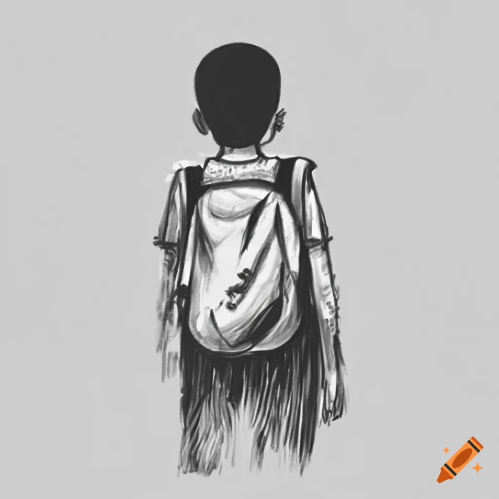 Sketch of a student leaving school on Craiyon