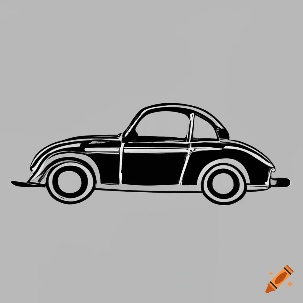 Sharp coloring page of a cute car on the road on Craiyon