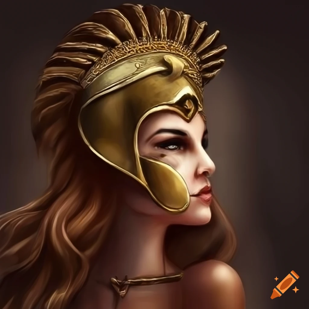 Artistic depiction of goddess athena with helmet and owl on Craiyon