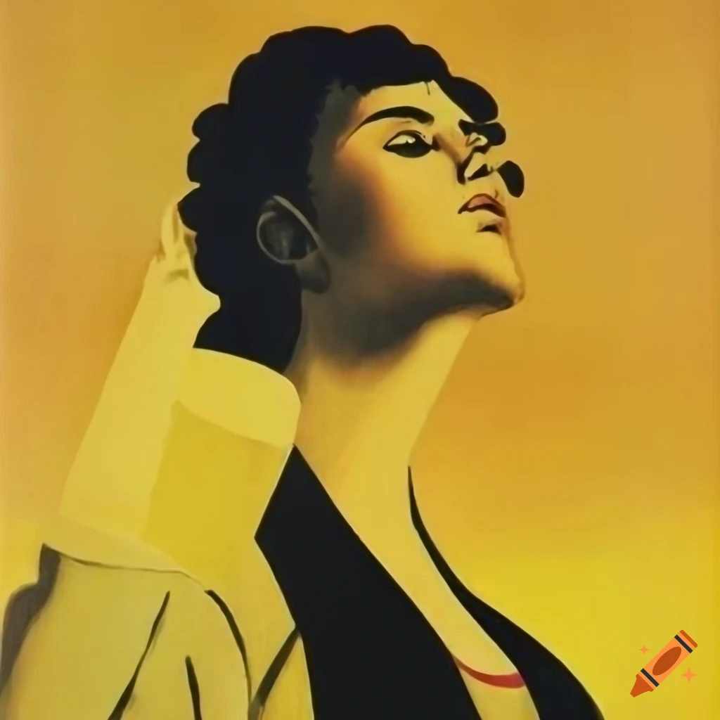 Soviet era propaganda poster in yellow and black