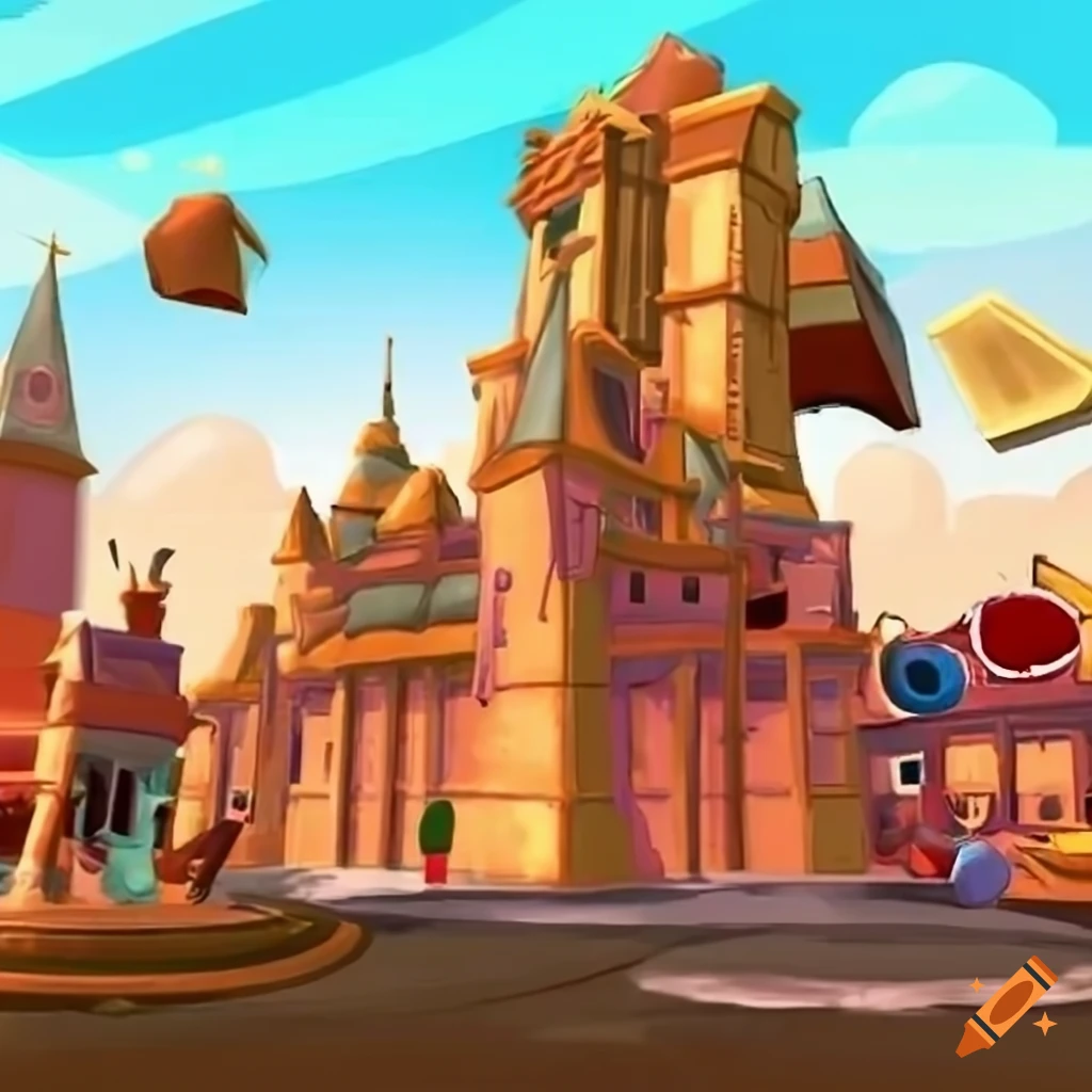 Toontown cityscape illustration on Craiyon