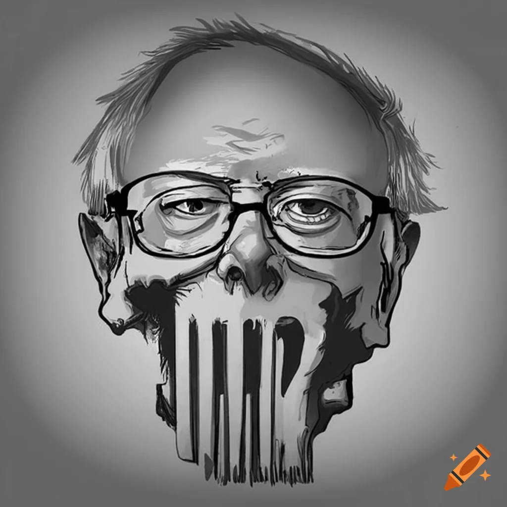 Bernie Sanders hair on a Punisher logo on Craiyon