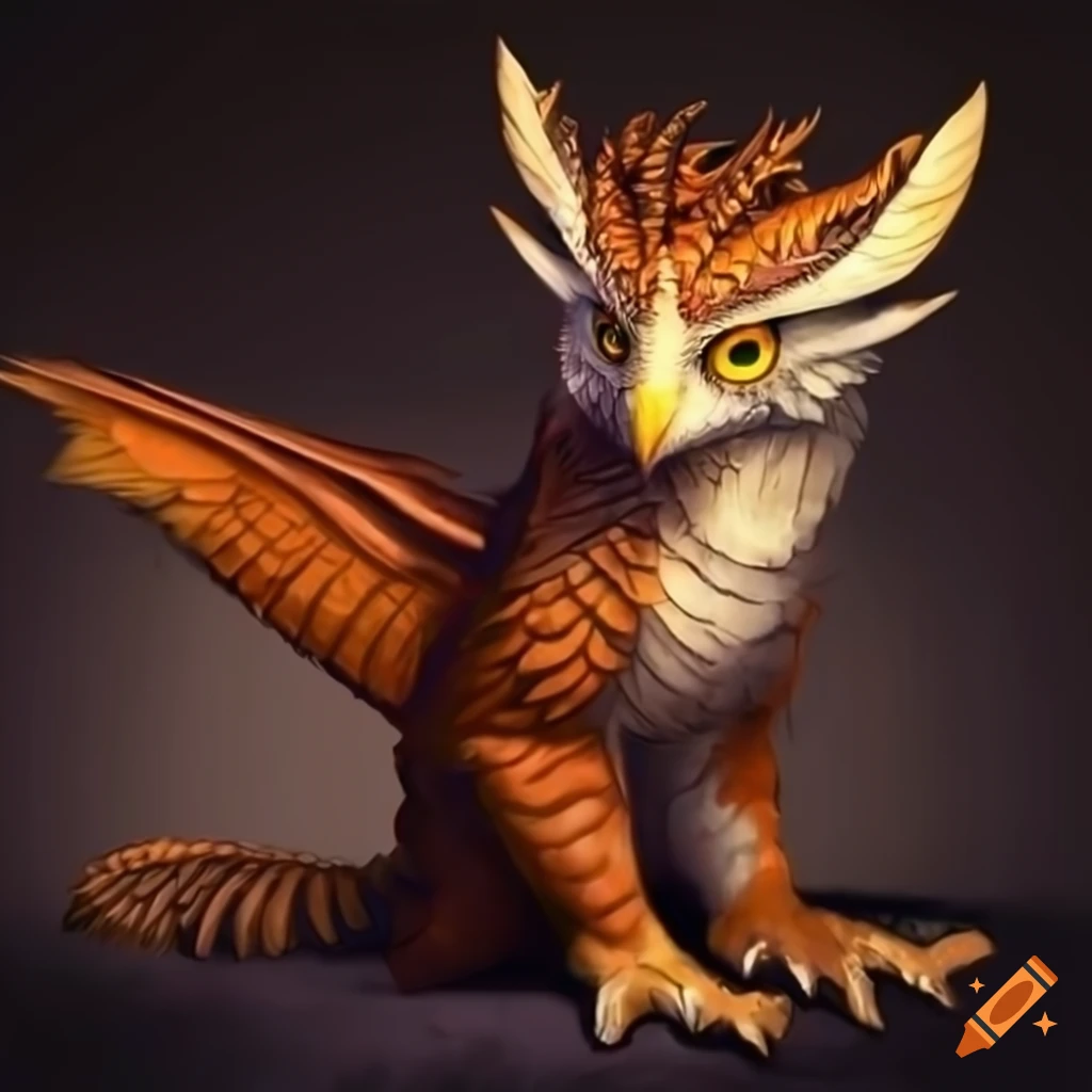 Image of a fox owl dragon hybrid on Craiyon