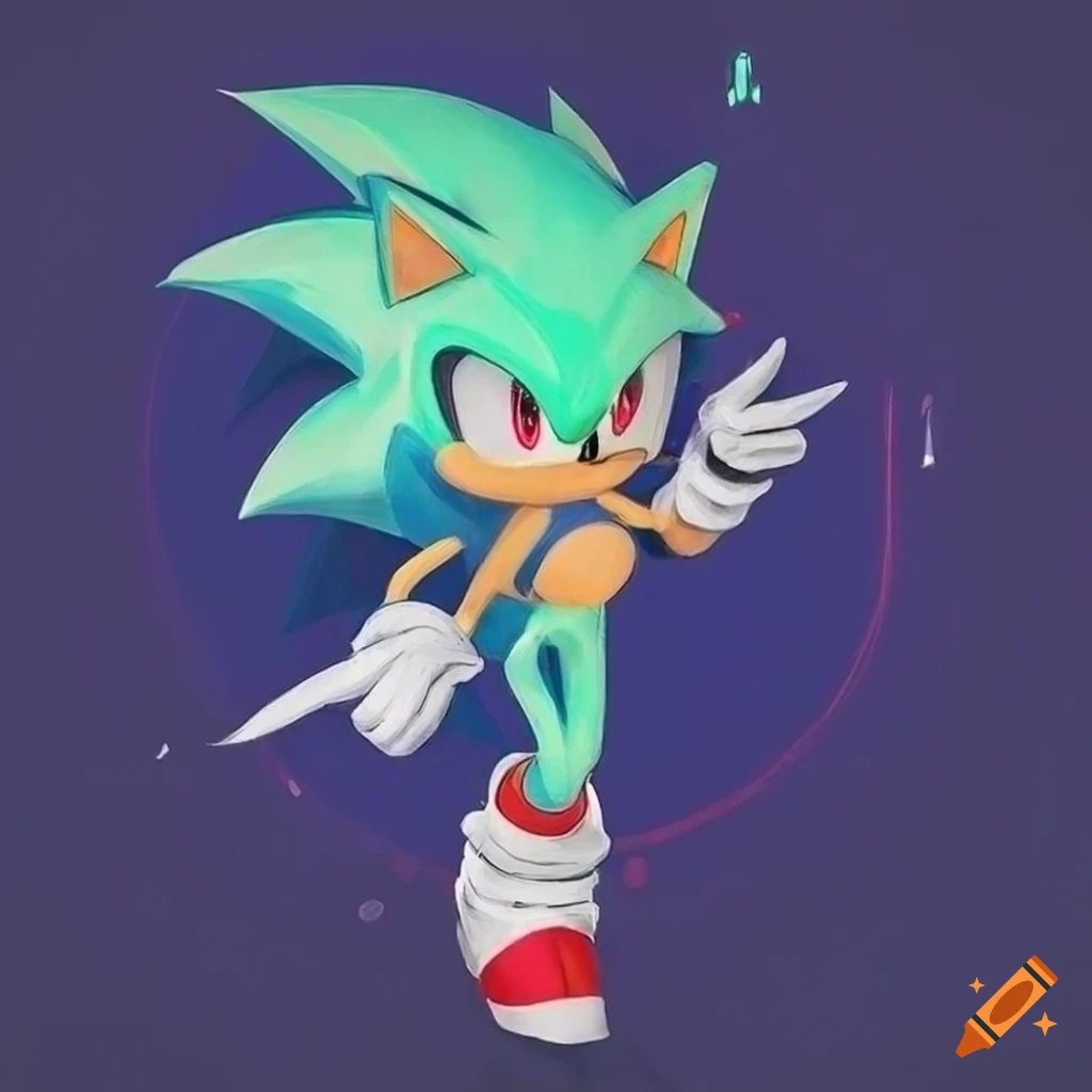 Geometric artwork of a female sonic in angular style