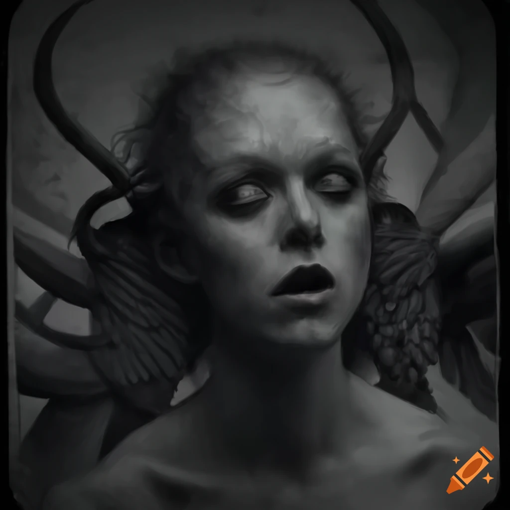 Artwork of lovecraft-inspired angels and demons on Craiyon
