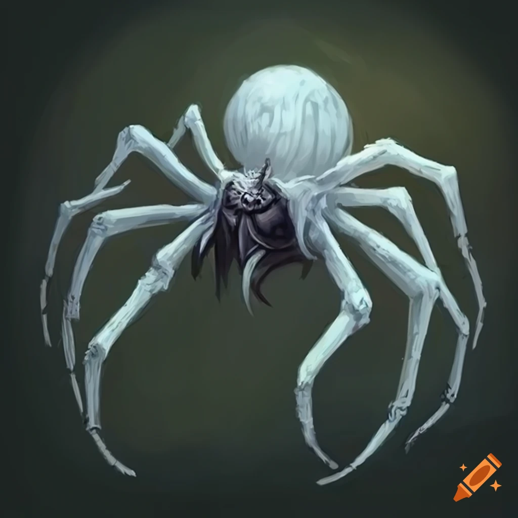 Artistic depiction of a white phase spider on Craiyon