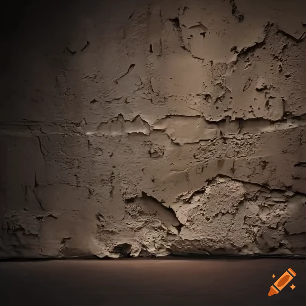 Decaying concrete wall with crumbling plaster on Craiyon