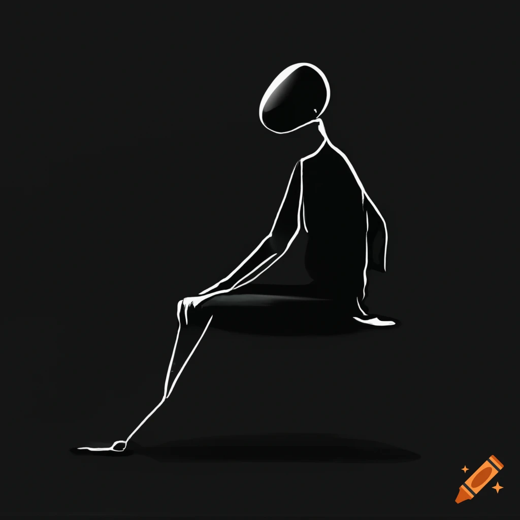 Dark figure sitting in a shadowy room on Craiyon
