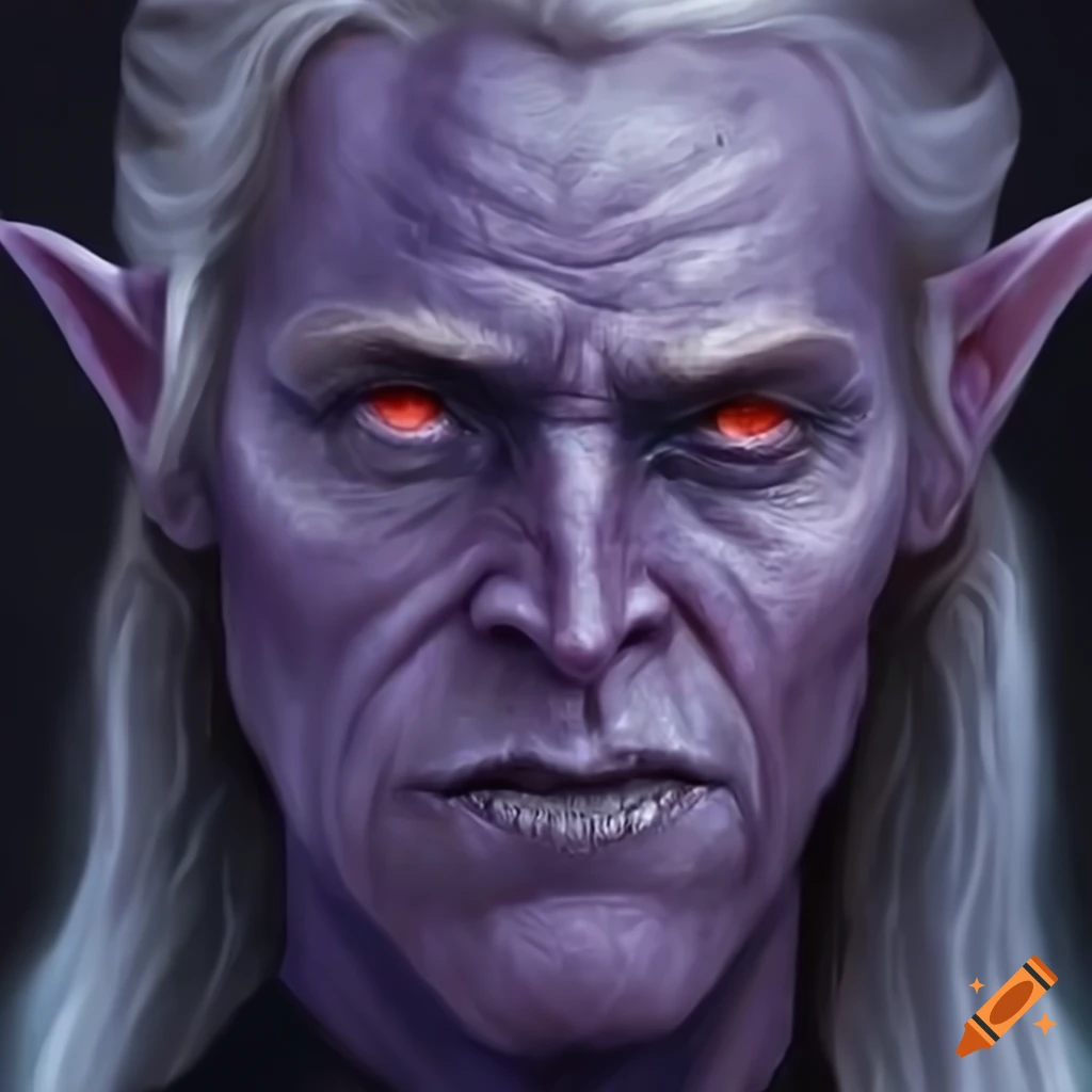 Photorealistic art of Willem Dafoe as a drow elf on Craiyon