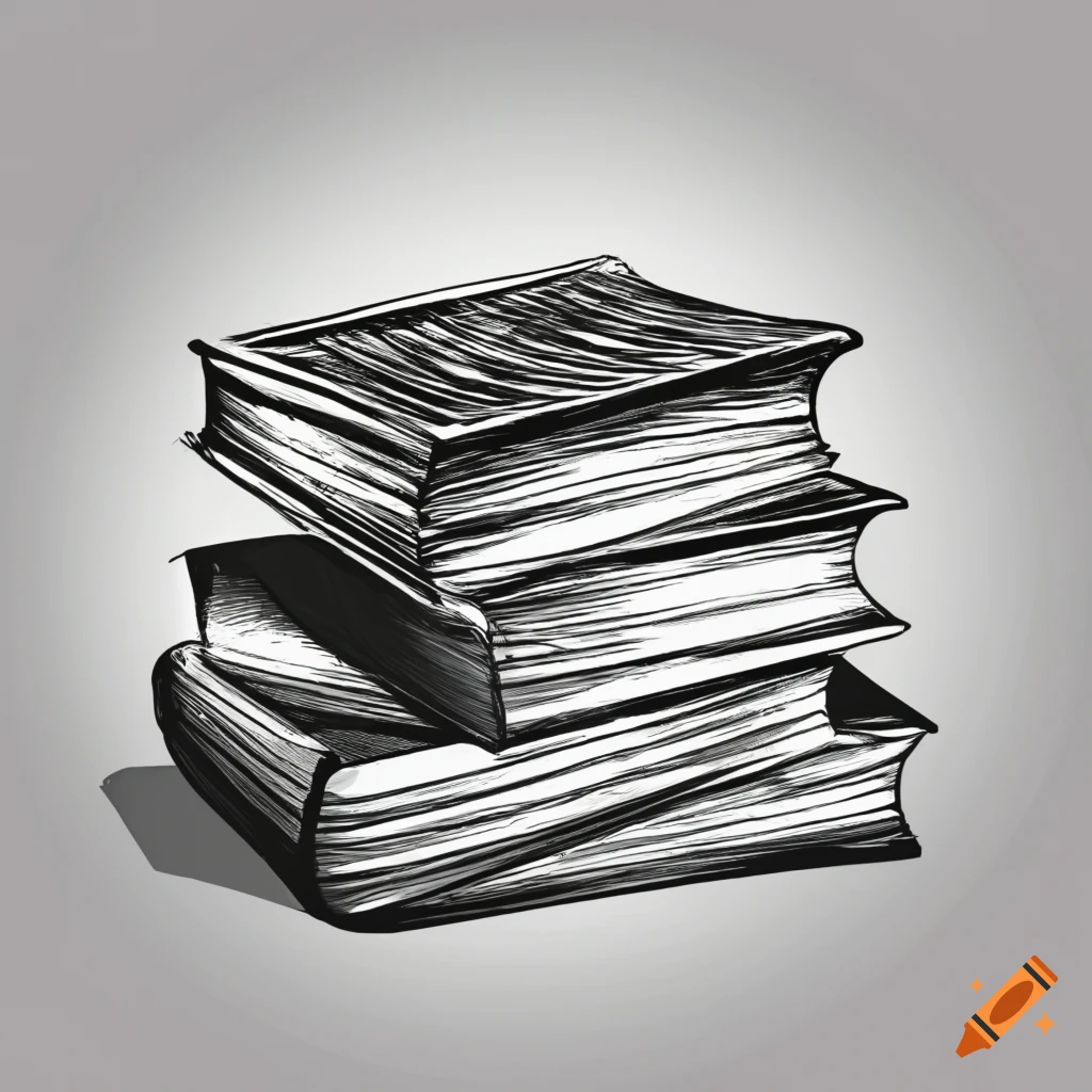 Black and white vector illustration of a book on Craiyon