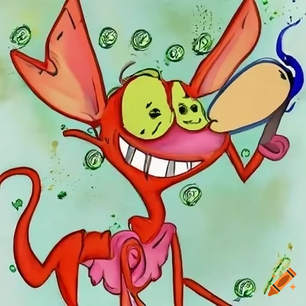 Ren hoek from ren and stimpy show smoking from a bong on Craiyon