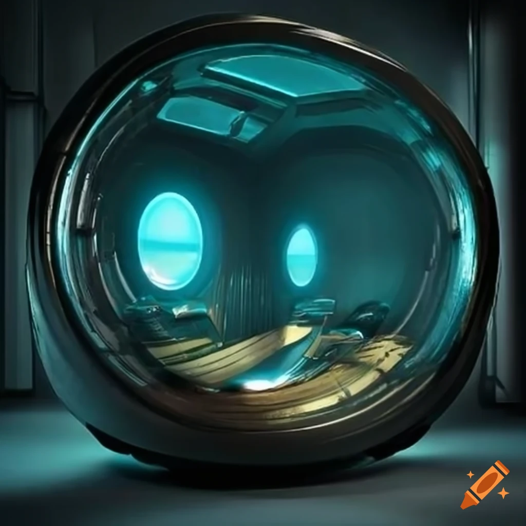 Futuristic golden energy pod in alien laboratory on Craiyon