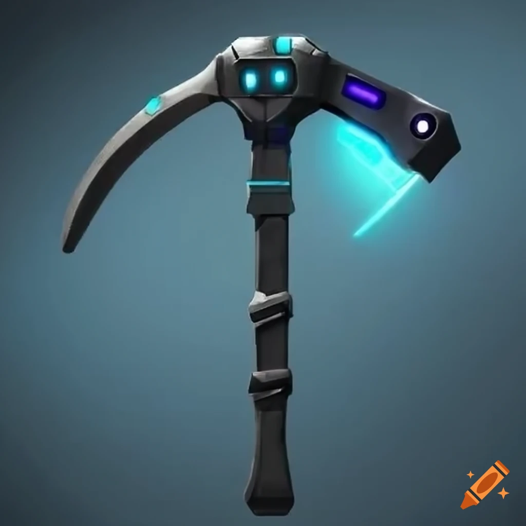 Futuristic pickaxe tool with advanced technology on Craiyon