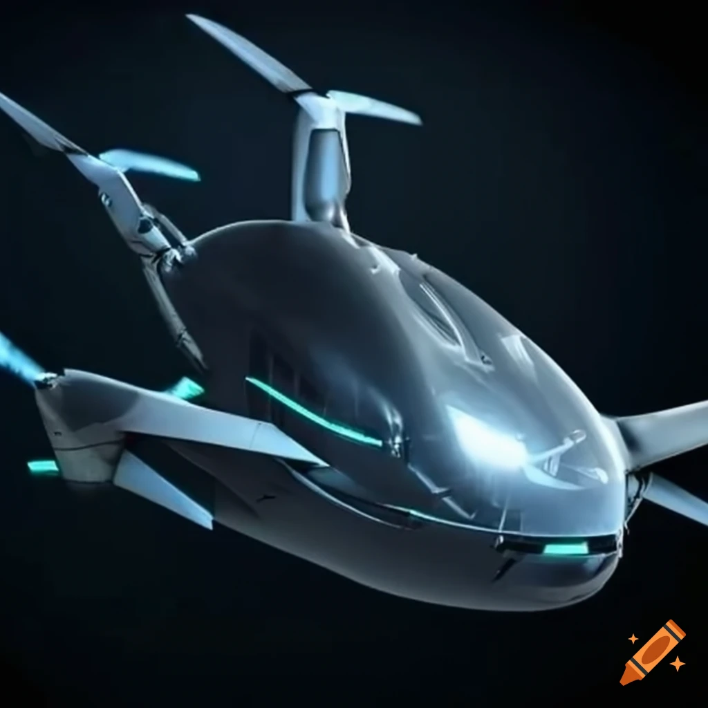 Futuristic aerial transportation hover plane vehicle on Craiyon