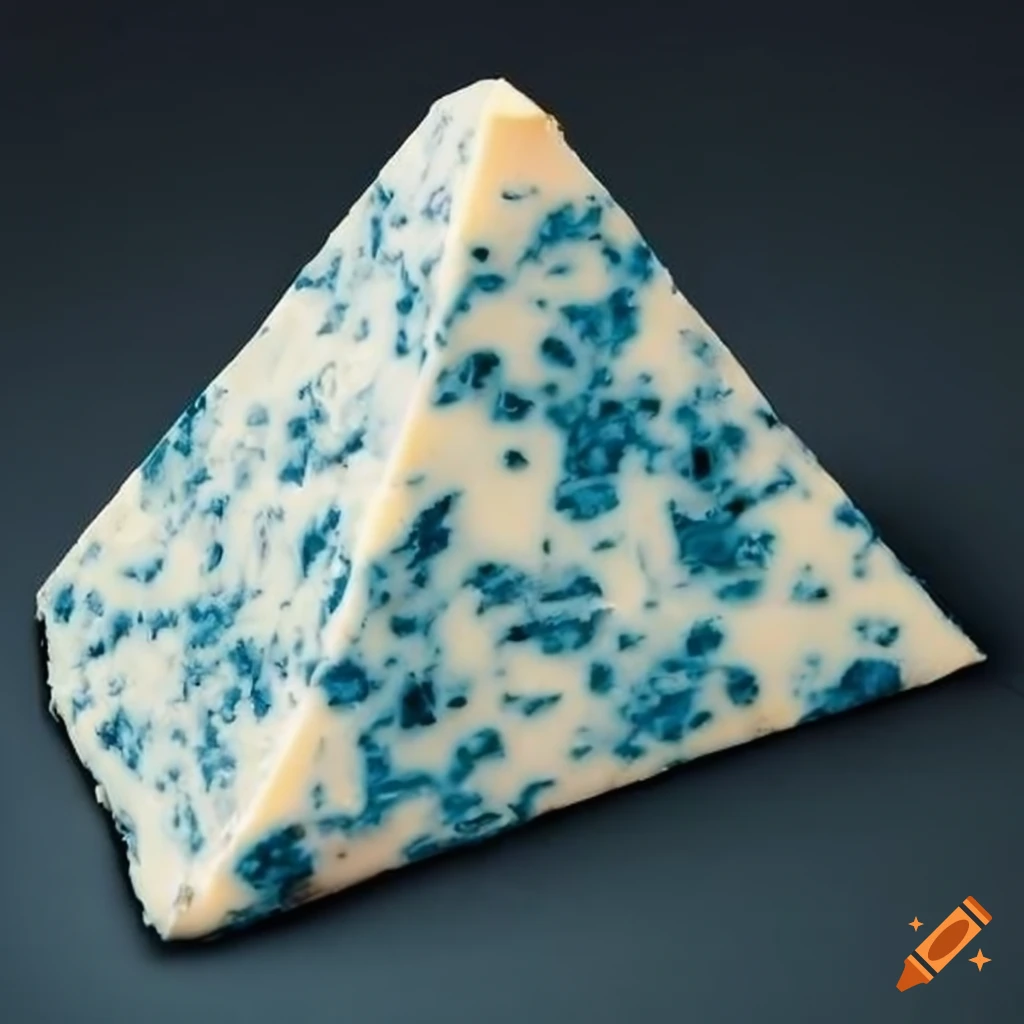 Blue cheese pyramid packaging on Craiyon