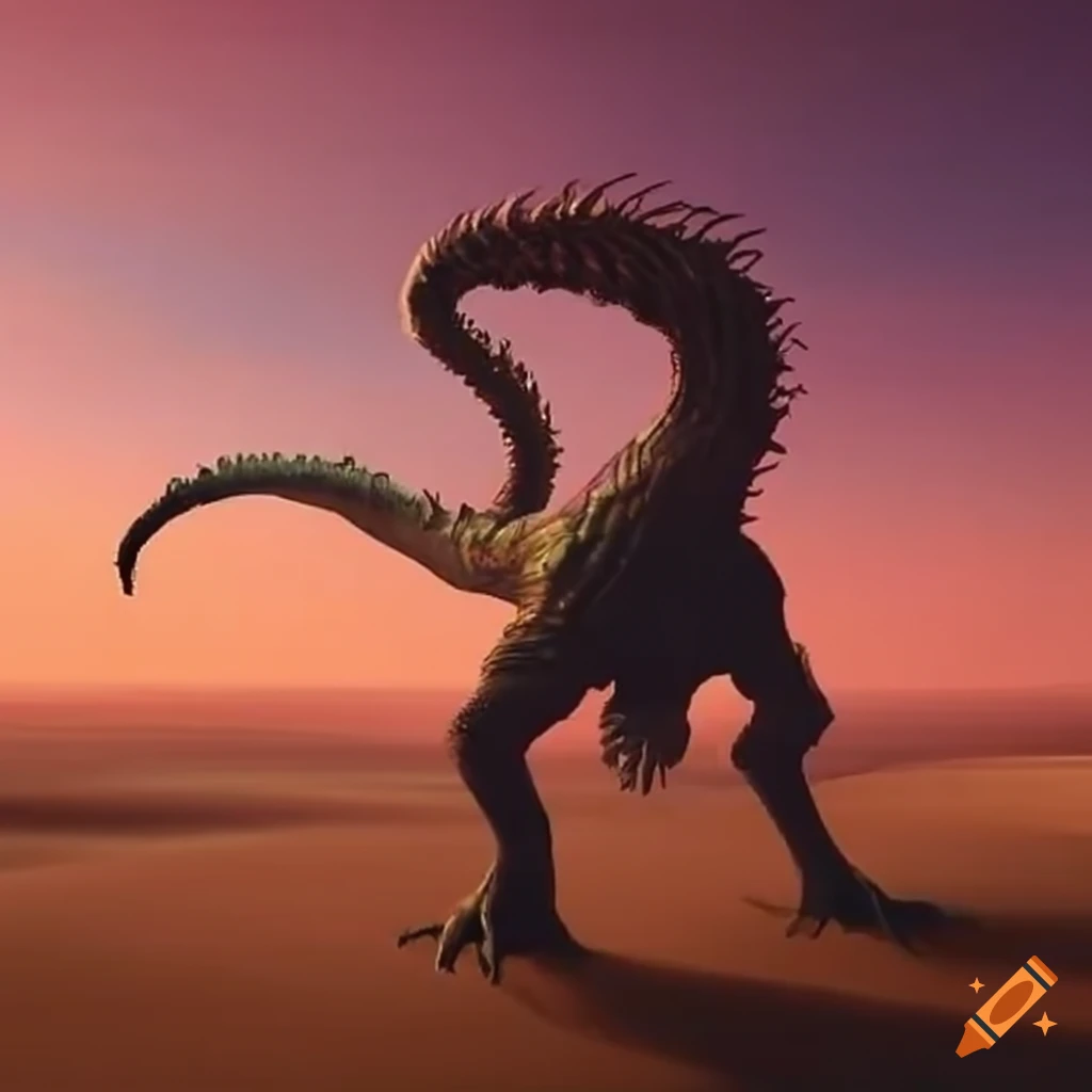 Image of a giant monster in a desert mist on Craiyon