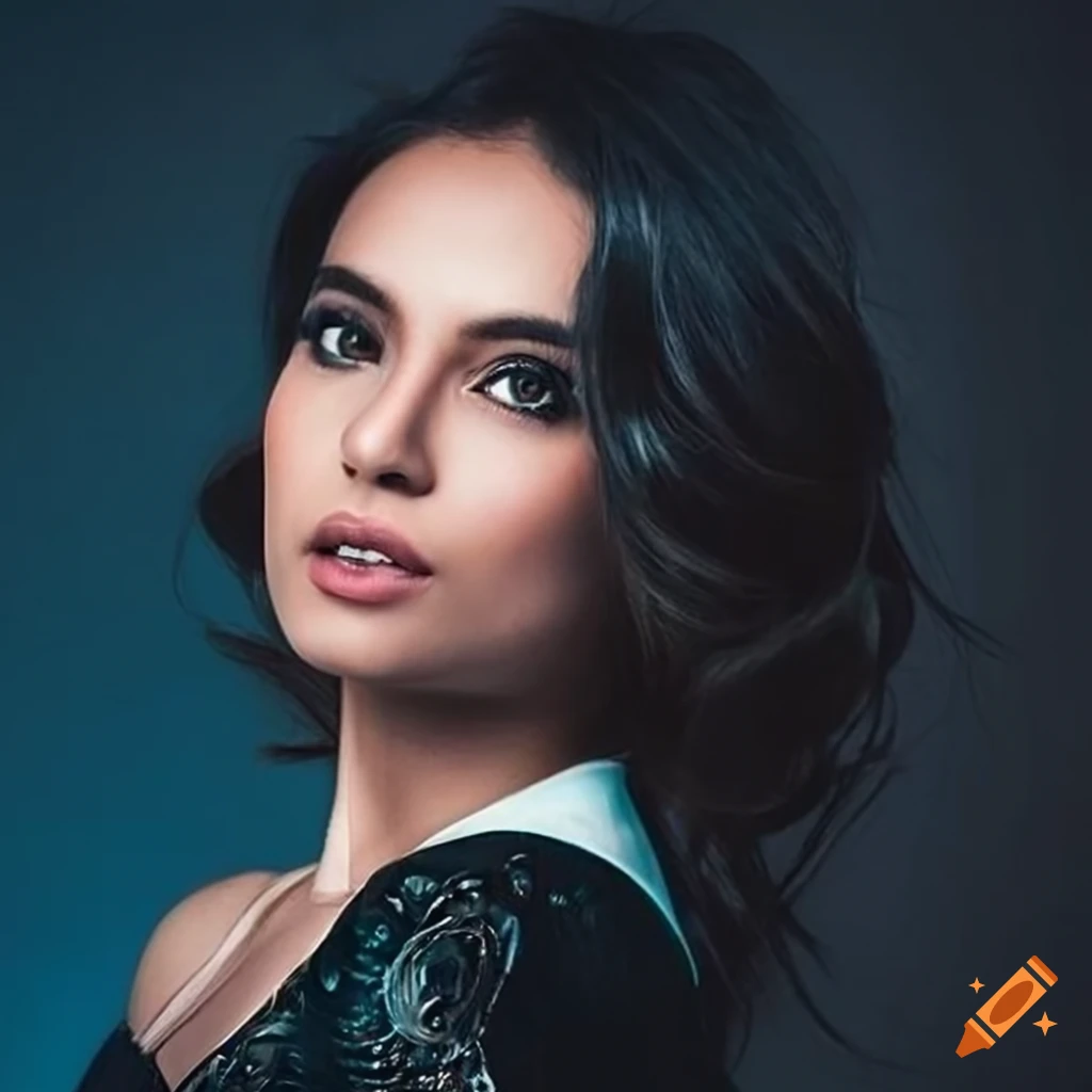 Closeup portrait of a stunning indian female supermodel