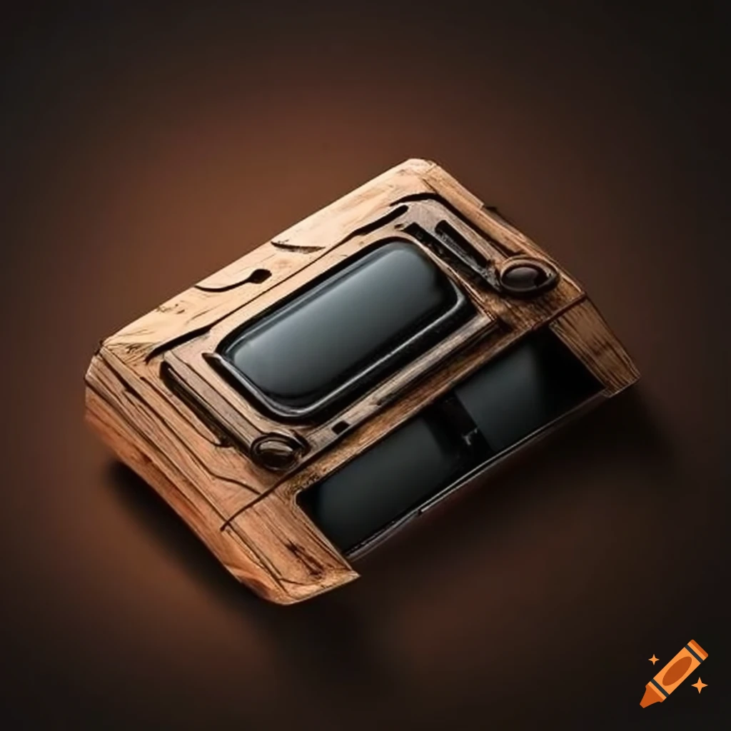 Wooden exterior sci-fi communication device on Craiyon