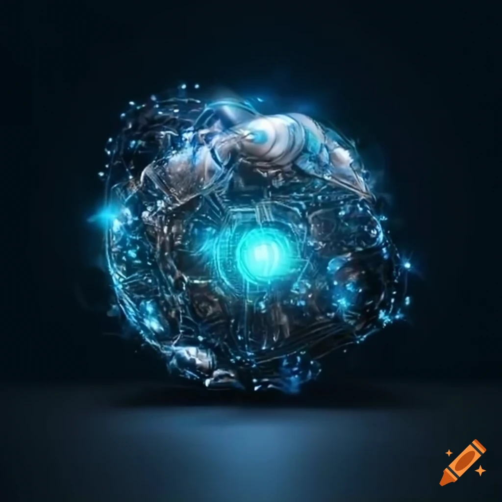Image of a futuristic metal sphere with glowing energy and activation ...