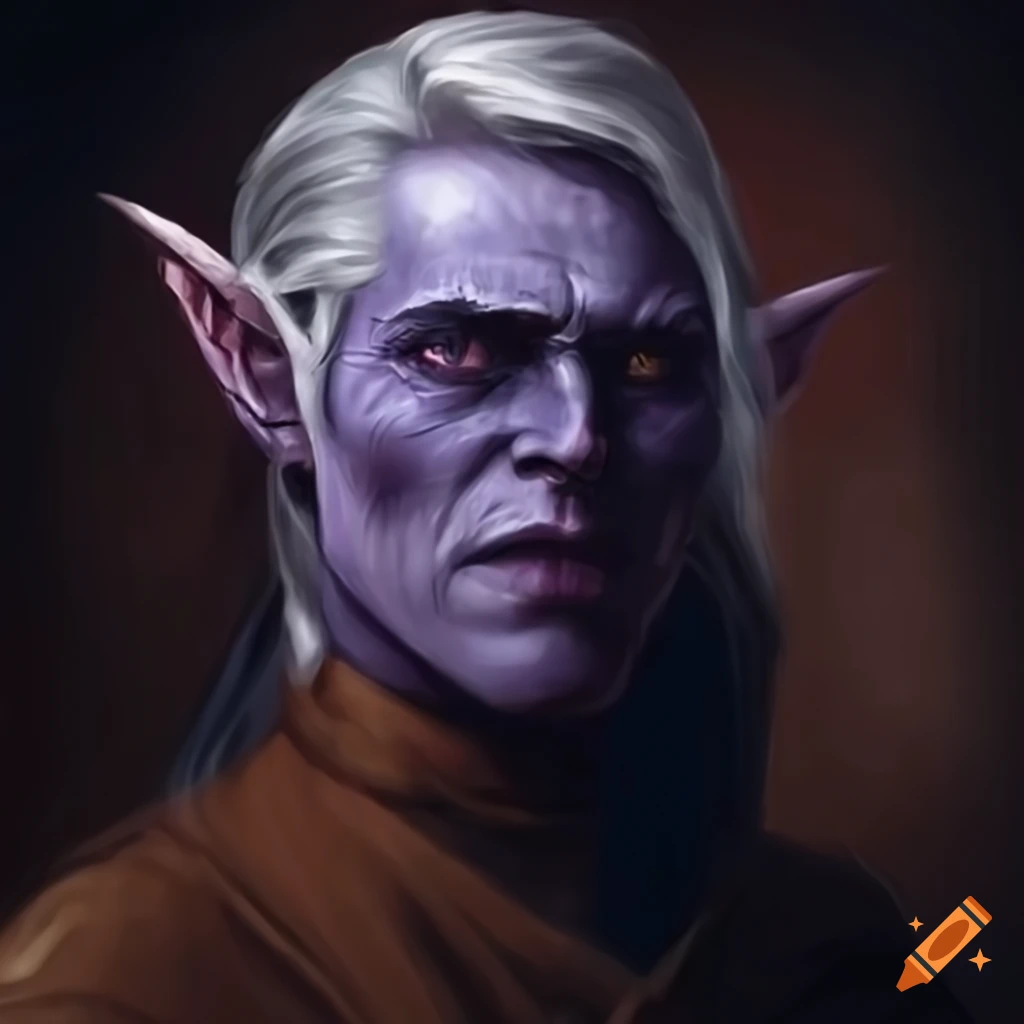 Detailed depiction of Willem Dafoe as a drow elf on Craiyon