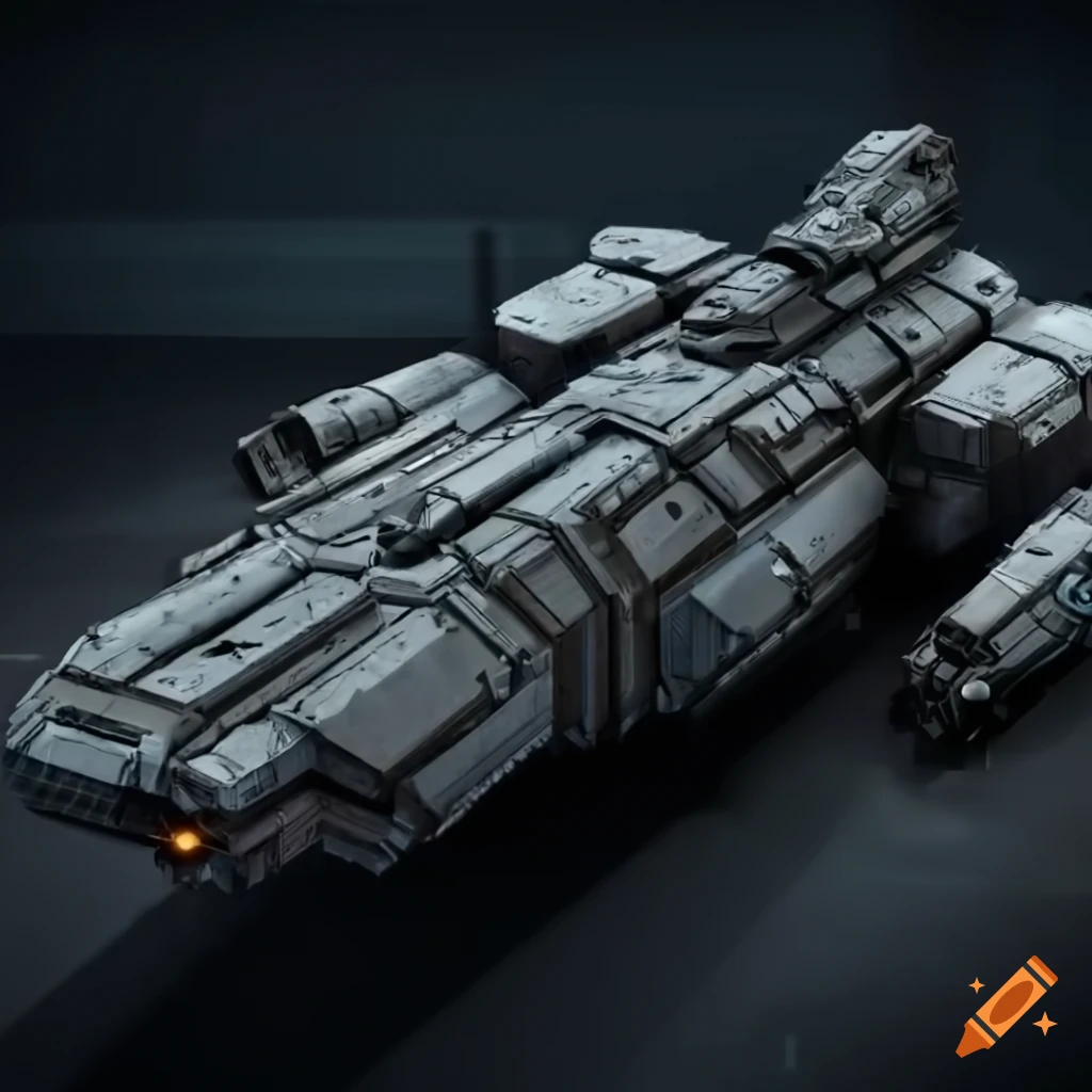Realistic 4k image of a large armored spaceship on Craiyon