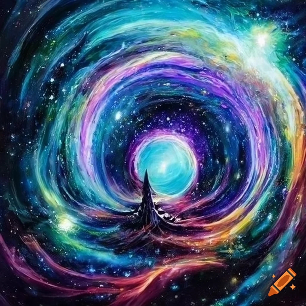 Surreal illustration of a colorful cosmic portal on Craiyon