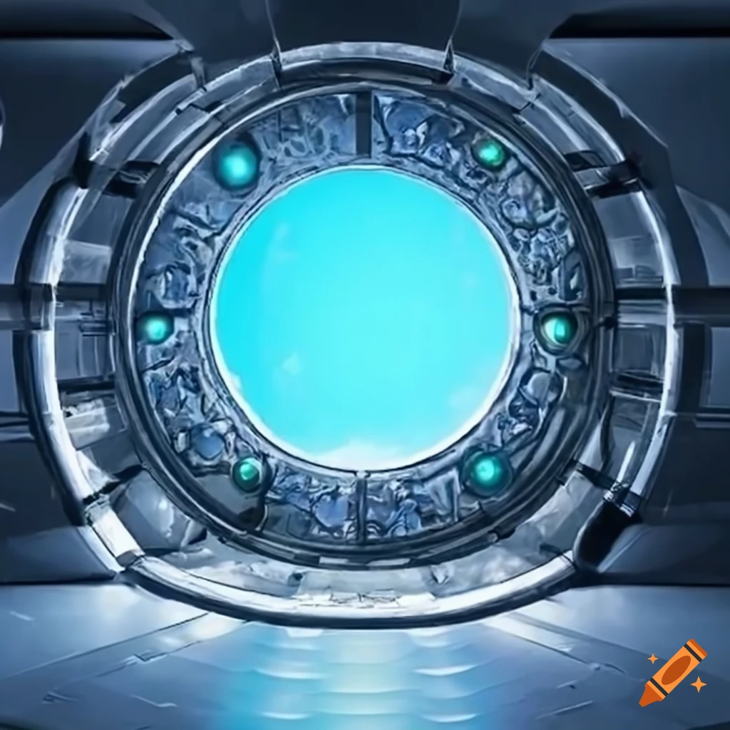 Futuristic lab with an energy-filled portal