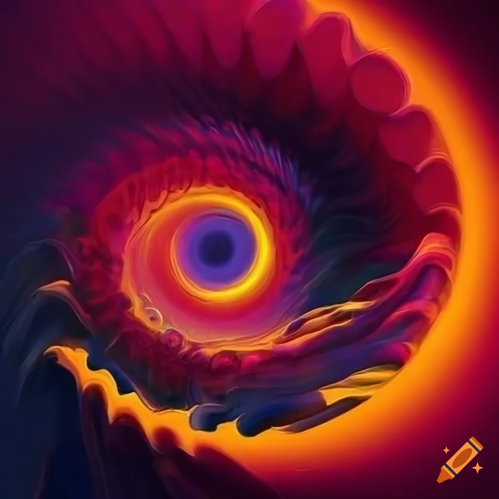 Abstract digital artwork of a spiral into the subconscious on Craiyon