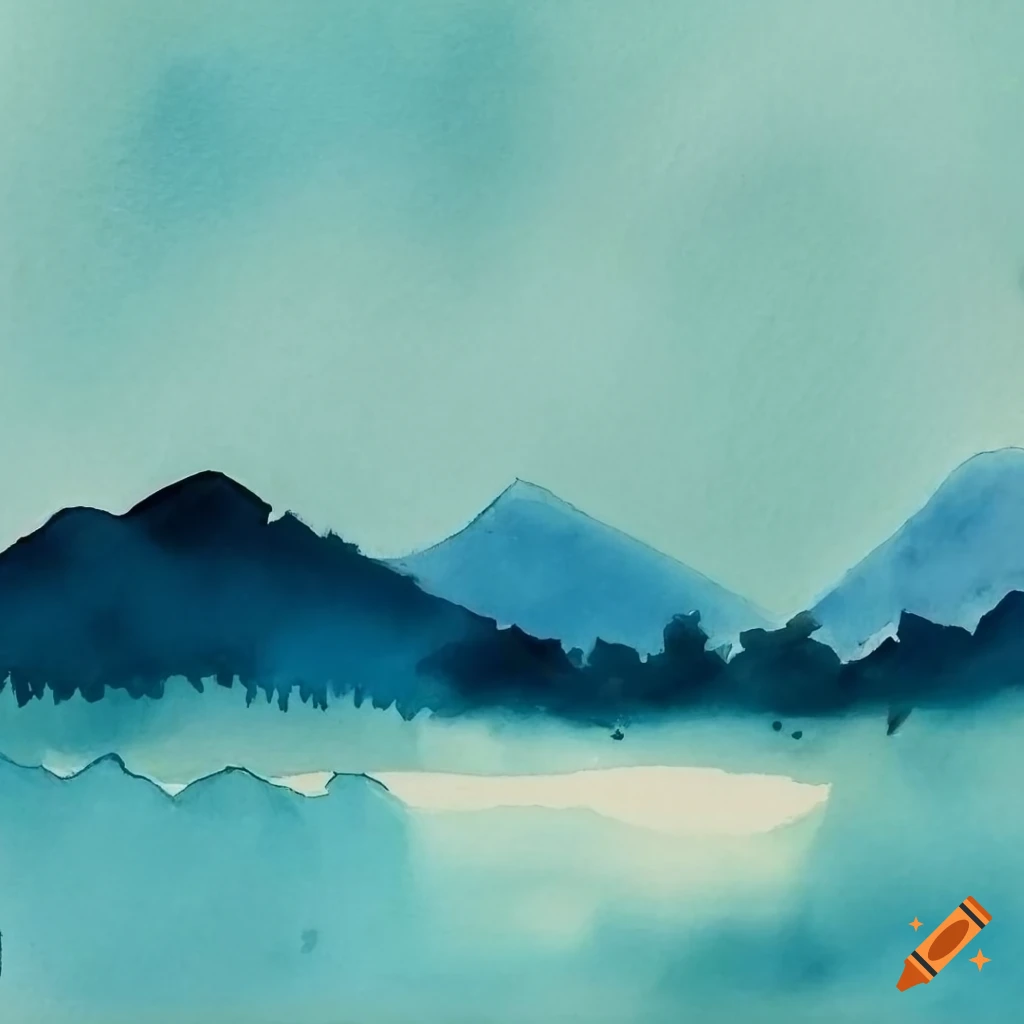 Abstract watercolor painting of a serene landscape on Craiyon
