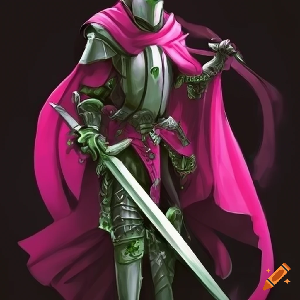 Knight with pink and green bastard sword