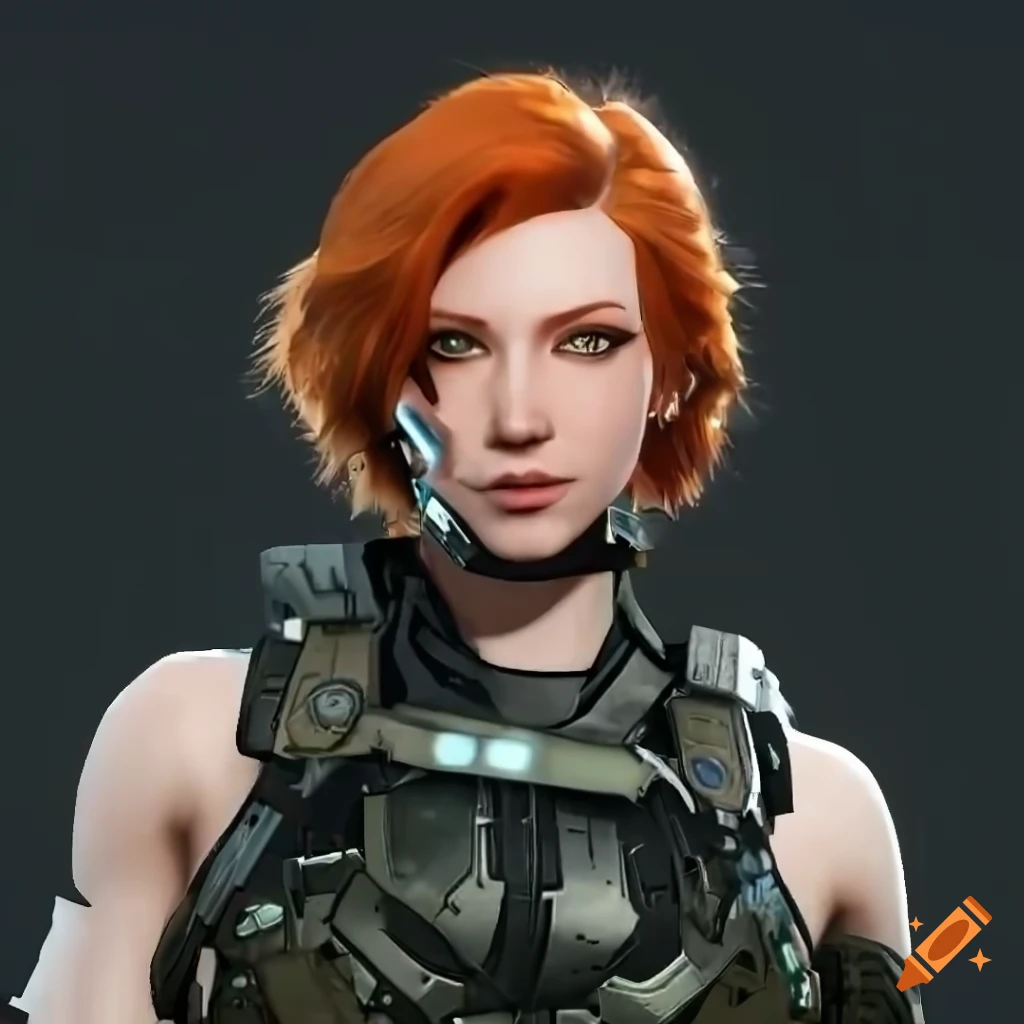 Redhead cyborg girl with a sword on Craiyon