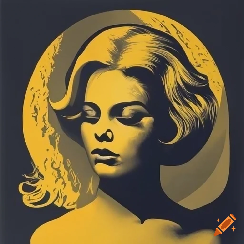 Soviet era propaganda poster in yellow, black, and white