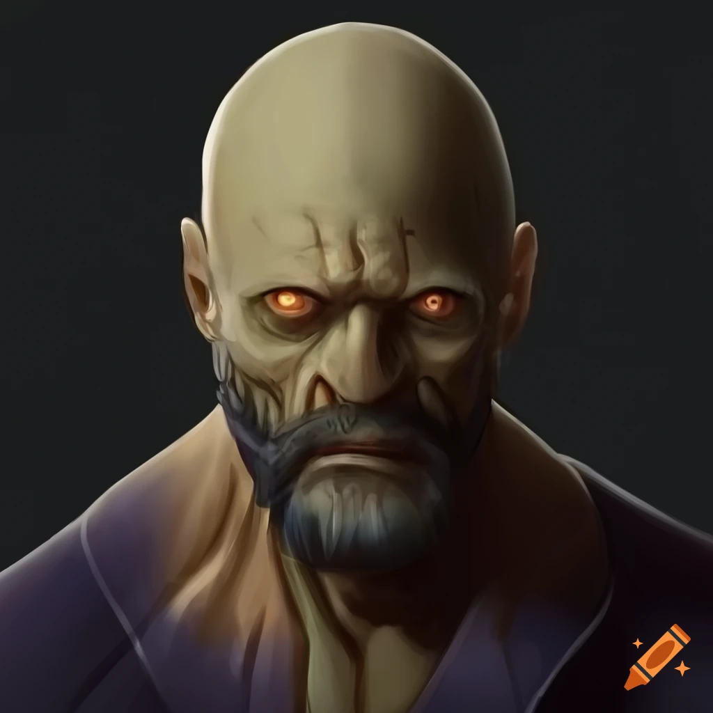 Character design of a bearded alien on Craiyon